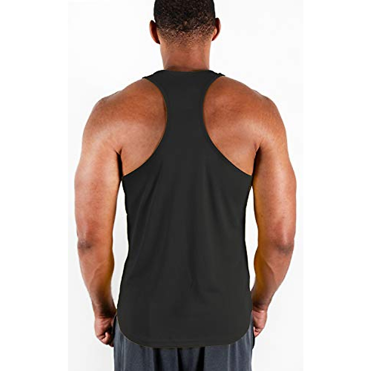 DEVOPS 3 Pack Men's Y-Back Dri Fit Muscle Gym Workout Tank Top (3X-Large, Black/Navy/Blue)