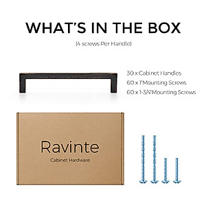 Ravinte 30 Pack Solid 5 Inch Center to Center Slim Square Bar Drawer Handles Kitchen Cabinet Handles Oil-Rubbed Bronze Drawer Pulls Kitchen Cabinet Hardware Kitchen Handles Cabinet Pulls