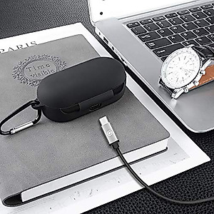 Geekria Silicone Case Cover Compatible with Bose Sport Earbuds True Wireless Earbuds, Earphones Skin Cover, Protective Carrying Case with Keychain Hook, Charging Port Accessible (Black)