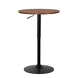 Magshion 23.5'' Round Pub Table, 360 Degree Swivel Cocktail Bar Table with Black Leg, Adjustable Height Range 27.5"-36" for Living Room Kitchen (Brown)