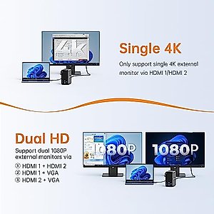 TobenONE USB C Laptop Docking Station Dual Monitor, 15-in-1 USB C Dock with Dual HDMI, 65W Power Supply, VGA, 4 USB 3.0, 2 USB 2.0, USB C, SD/TF, Ethernet and Audio/Mic for Lenovo, HP, Dell, Surface