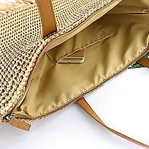 Women Large Fringe Straw Woven Shoulder Bag Summer Beach Top-Handle Bag Travel Tote