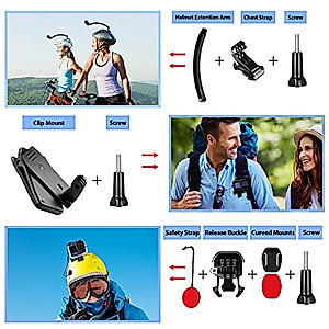 HONGDAK Action Camera Accessories Kit for GoPro Hero 11 10 9 Black, Waterproof Housing+Silicone Case+3-Way Adjustable Arm+Head Chest Wrist Strap+Bike Mount+Suction Cup+Floating Grip Bundle Set 63 in 1