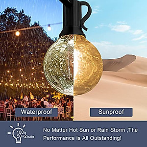 hyrion Globe Outdoor String Lights,100ft G40 Patio Lights with 15W E12 Socket Base,50 Edison Bulbs Waterproof led String Lights Outside for Backyard Balcony Garden Party Decor