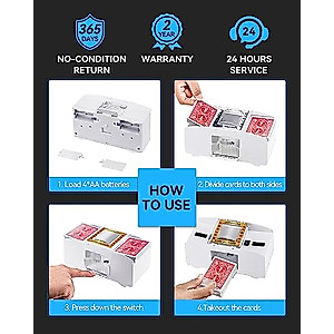 ARTISHION White 1-2 Deck Automatic Card Shuffler, Poker Shuffler Machine, Casino Card Electric Shuffler, Playing Card Mixer Shuffler for UNO, Blackjack, Poker, Omaha, Home Card Games