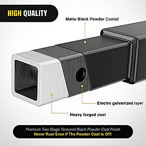 Nilight Trailer Hitch Extender 7 inch Extension Length Fits for 2 inch Receiver Tube with 5/8 inch Stainless Steel Bolt Flange Nut and Clip 3,500 lbs GTW Matte Black, 2 Years Warranty