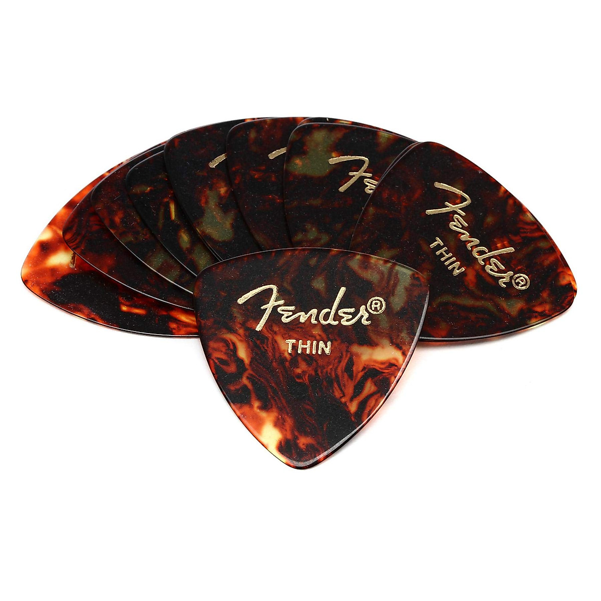 Fender Classic Celluloid Guitar Picks 346 Shape, Tortoise Shell, Thin, 12-Pack