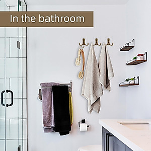 ZSDAJUJU 10PCS Coats Hooks, Heavy Duty Thick Dual Die-cast Copper Coat Hook Rail for Coat, Hat, Towel, Living Room, Bathroom, Kitchen, Bedroom (Brass)