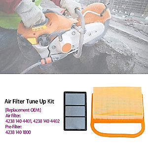 Rinlius 4238 190 0302 Recoil Starter Assembly with Air Filter Tune Up Kit for STIHL TS420 TS410 TS480i TS500i Concrete Cut-Off Saws Replace OEM 4238 190 0300, 4238 140 4401