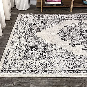 JONATHAN Y BMF107B-8 Inigo Cottage Medallion Indoor Area-Rug Bohemian Vintage Floral Easy-Cleaning High Traffic Bedroom Kitchen Living Room Non Shedding, 8 ft x 10 ft, Grey