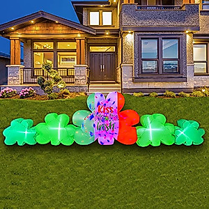 SEASONBLOW 10 Ft Wide Inflatable Kaleidoscope St. Patrick's Day Shamrocks Decoration with a Sparkling Cluster,Blow Up Cluster of Clovers for Home Yard Lawn Garden Indoor Outdoor Holiday Party