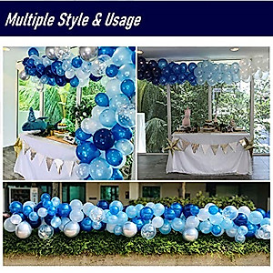 RC&Z Navy Blue Balloon Garland Arch Kit - 120 with Royal Blue, Baby Blue, White, Silver Metallic and Confetti Latex Balloons for Baby Shower Decorations Bachelorette Birthday Party Backdrop Background