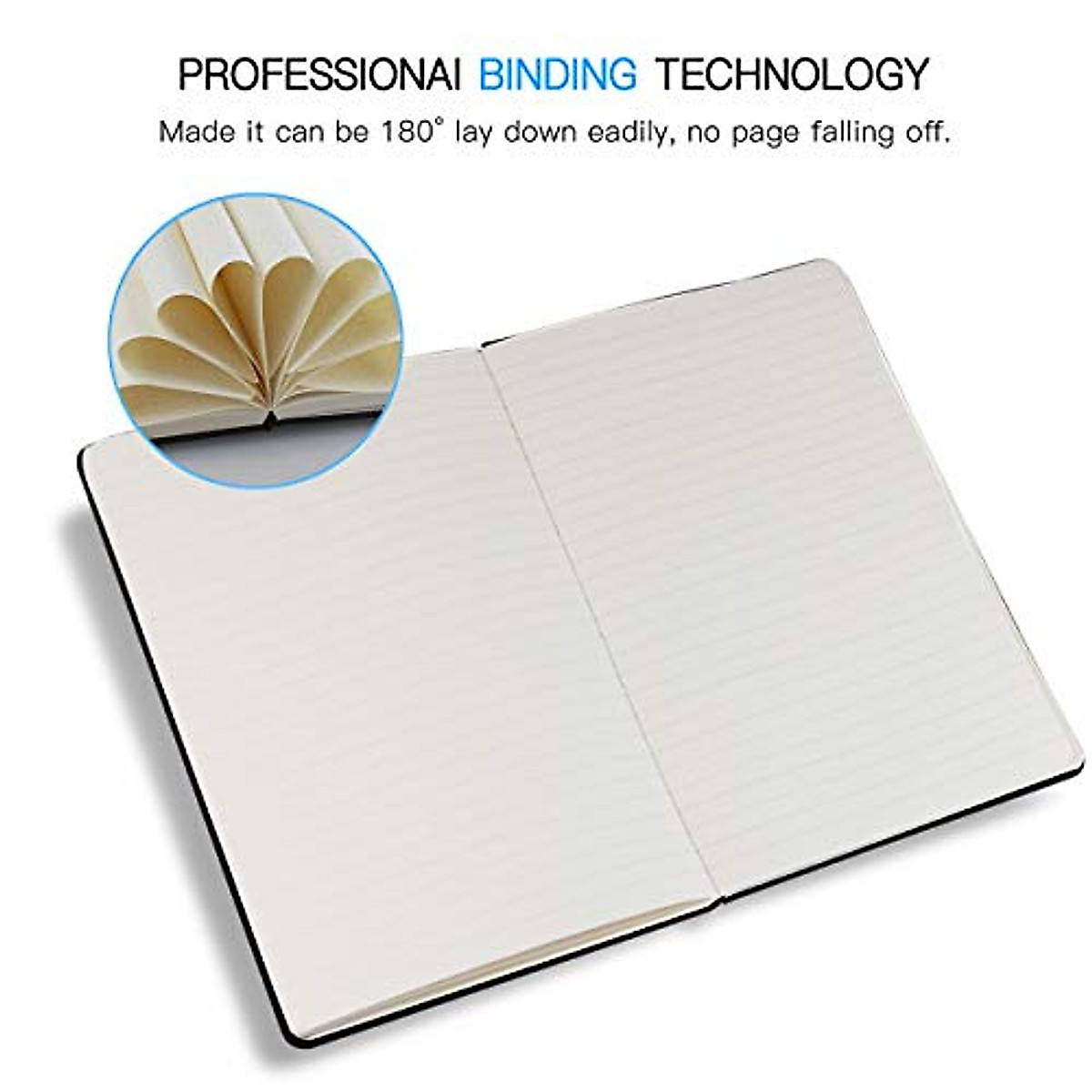 Classic Notebooks Lined Hardcover 2 Pcs A5 Hardcover Faux Leather Notebooks Premium PU Leather 120 GSM Quality Thick Paper 5 x 8.25 Inches Journal Notebook for Work & School 2 Black