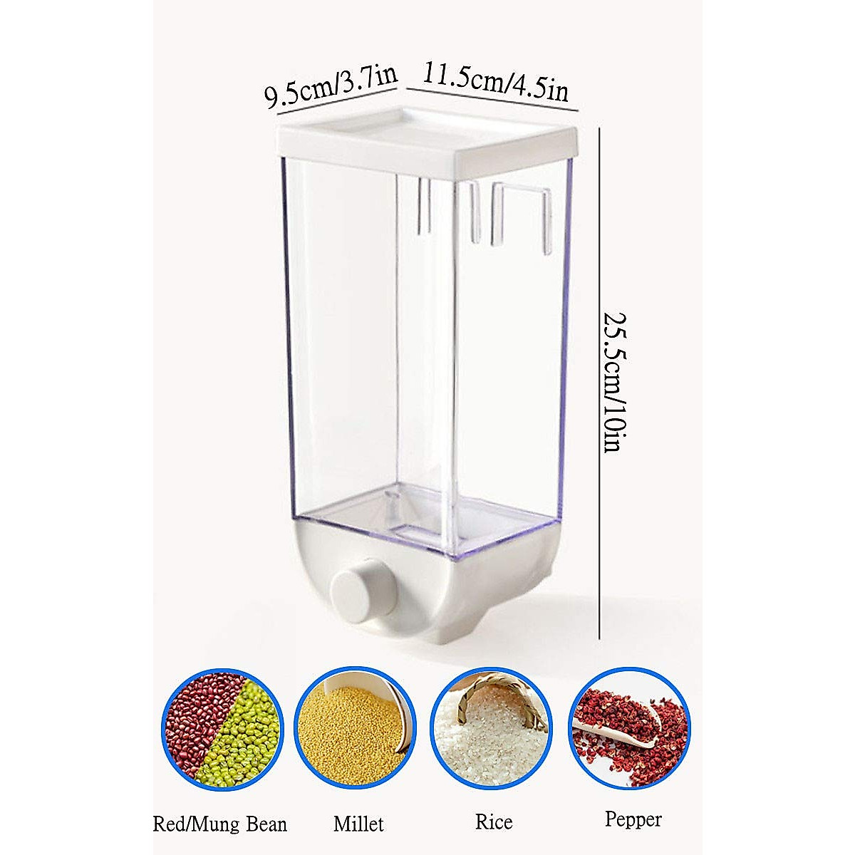 Wall-mounted grain container dispenser, dry food dispenser, used for dry food, nuts, candy, beans, cat food, dog food (1500ML)