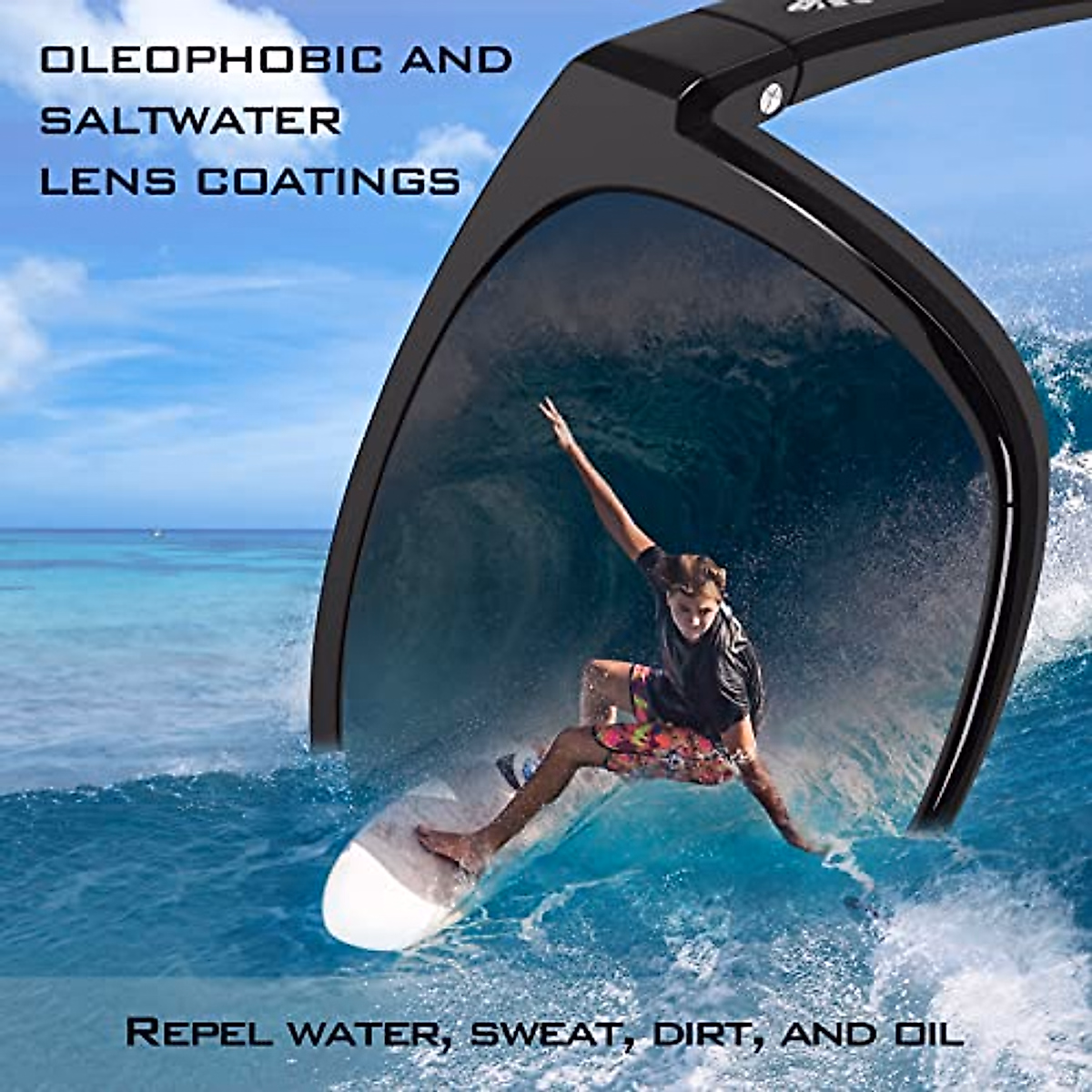 KastKing Tazlina Polarized Sport Sunglasses for Men and Women, Gloss Black Frame, Smoke Lens