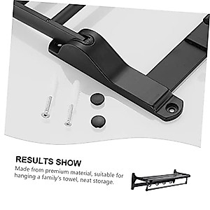 Angoily Foldable Towel Rack Corner Wall Shelves Pan Hanger Stainless Steel Shelves Black Coat Hangers Toilet Storage Rod Bathroom Wall Bracket Wall-Mounted Rack Bath Towel Holder Porch