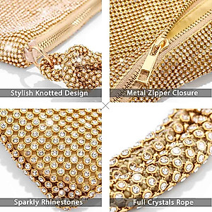Yokawe Rhinestone Purses for Women Evening Bag Sparkly Hobo Bag Silver Handbag Vacation Club Party Wedding Clutch (Gold)