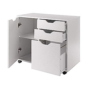 Winsome Halifax Storage Mobile Cabinets, 1 Large Door, 3 Drawers, for Home Office, White