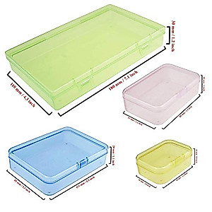 Goodma Mixed Sized Rectangular Plastic Boxes with Hinged Lids Clear Transparent & Colored Version Bundle