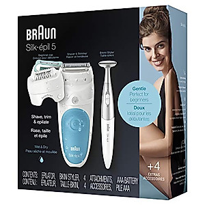 Braun Epilator Silk-épil 5 5-810, Hair Removal for Women, Shaver & Bikini Trimmer, Cordless, Rechargeable, Wet & Dry