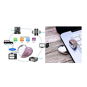 EcooDisk 64GB USB 3.0 Flash Drive Diamond Heart with Necklace Memory Stick High Speed Data Storage Pink