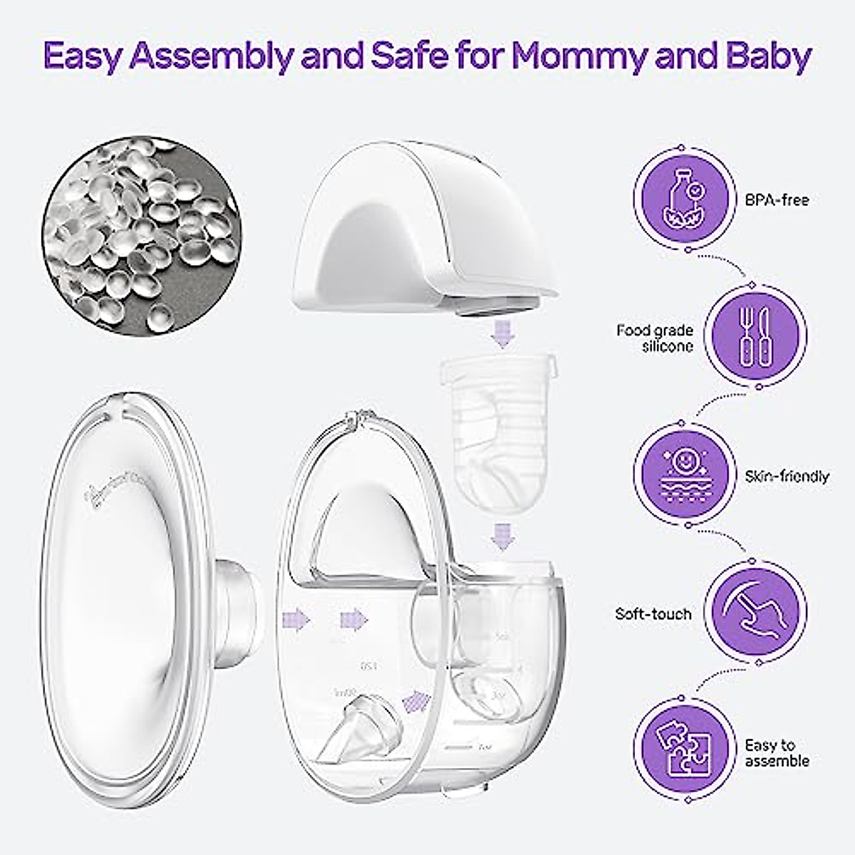 Nuliie Hands Free Breast Pump S32, Electric Wearable Breast Pumps 4 Modes 9 Levels, More Private with Smart Display, 24MM Comfortable Flange, Memory Function, Replaced Accessories Included, 2 Packs
