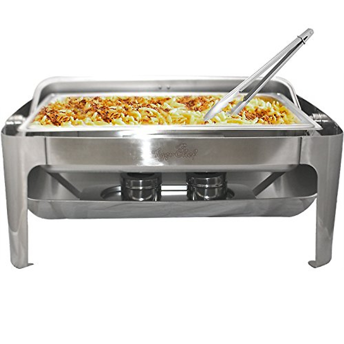 Tiger Chef Chafing Dish Buffet Set - Stainless Steel Chafer - Roll-Top Chaffing Dishes 8 Quart and Plastic Salad Tong - Chafer and Buffet Warmer Set