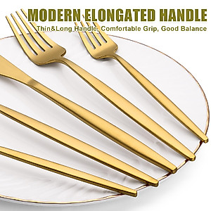 40 Piece Gold Silverware Set for 8, Terlulu Stainless Steel Flatware Set, Gold Cutlery Set Utensils Set, Tableware Include Forks Knives Spoons for Home Kitchen Restaurant Wedding, Satin Finish