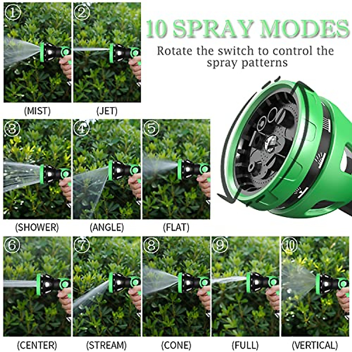 Garden Hose Nozzle - 10 Adjustable Patterns Metal High Pressure Hose Nozzle, Garden Hose Spray Nozzle with Thumb Control Design, Hose Sprayer for Garden & Lawns Watering, Cleaning, Pets & Car Washing