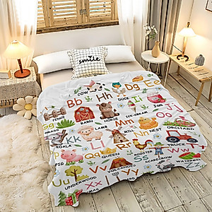 Farm Animals Throw Blanket,Soft Cozy Lightweight Fuzzy Flannel Blanket for Couch Bed Car Sofa Outdoor Camping Gift 40"x50" for Kids/Children