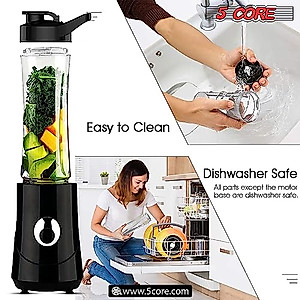 5 Core Smoothie Blender for Shakes and Smoothies, 500ml Powerful 160W Personal Blender & Smoothie Maker with Portable Bottle BPA Free 18 Oz, 4 Stainless Steel Blade, Blenders For Smoothie 5C 421