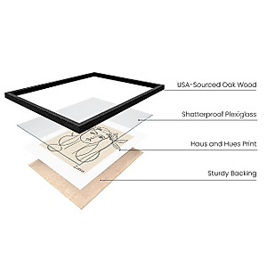 HAUS AND HUES Picasso Abstract Woman Wall Art - Minimalist Line Art, Aesthetic Line Art, Picasso Woman Face Poster for Living Room, Dorm Room, and Office Interiors (Black Frame, 12x16)
