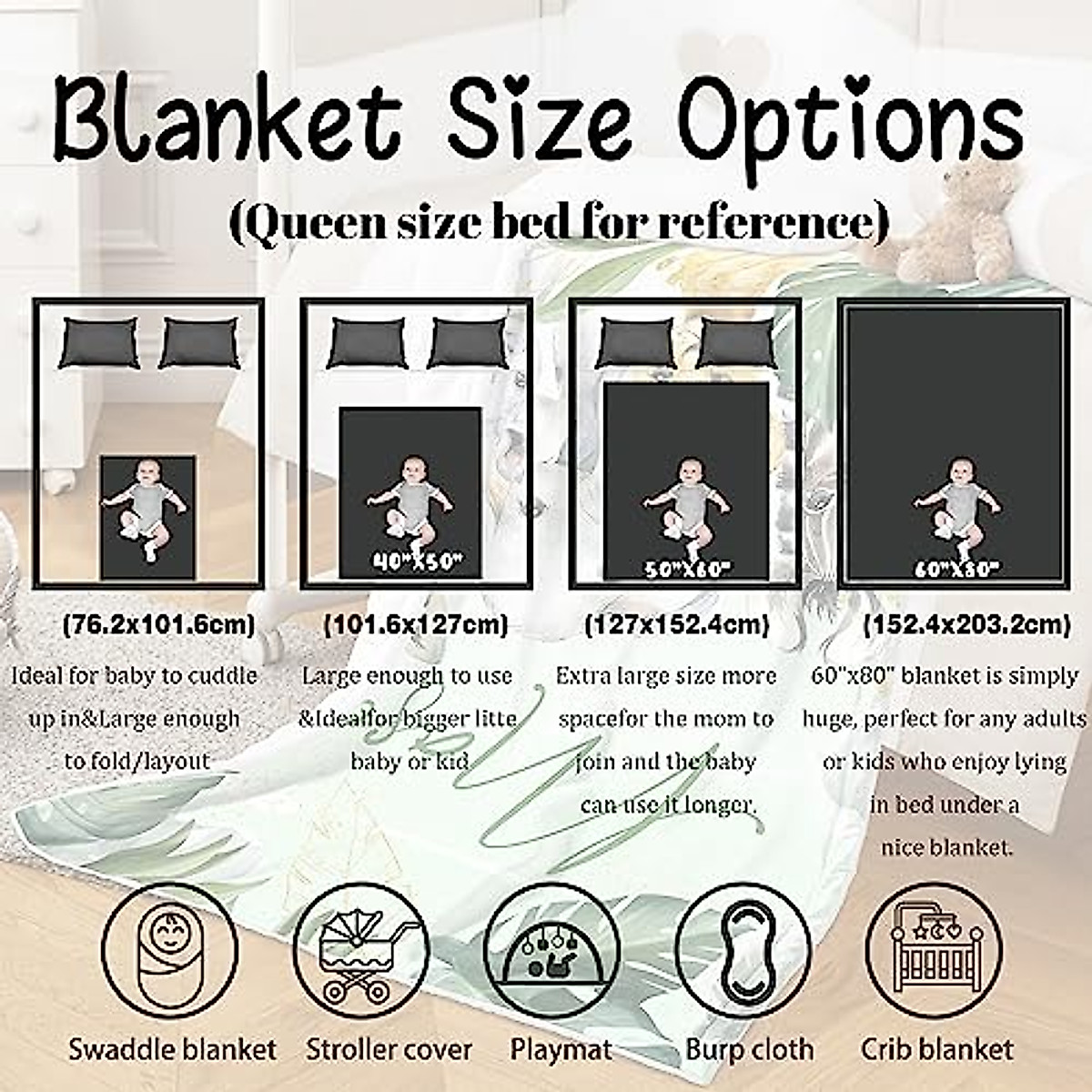 J&SBGFT Personalized Baby Blanket for Boys,Custom Baby Blanket with Name, Customized Name Blanket Receiving Blankets for Toddlers Kids Nursery Stroller Crib Decor Throw 30"x40",Color13