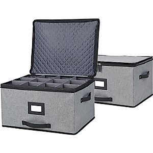 VICTORICH Ultra Large Thick Hard Shell Additional Front Handle Stemware Storage Box, Wine Glass Storage Box with Lable Window, Fully-Padded Inside with Hard Sides