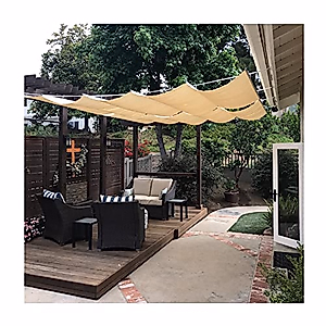Pergola Shade Cover Wave Sail, Retractable Patio Sunscreen Canopy Permeable Mesh Fabrics Cloth Uv Blocking for Terrace Deck Gazebo (Color : Beige, Size : 0.5x4m)
