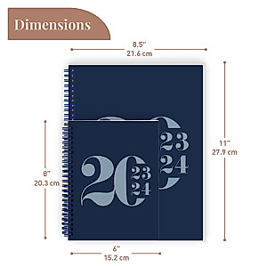 Rileys Planner 2024-2025 18-Month Academic Weekly Planner - Typographic Weekly & Monthly Agenda Planner, Flexible Cover, Notes Pages, Twin-Wire Binding (8 x 11 inch, Pink)