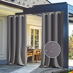GZQIAWY 1PC Outdoor Curtains for Gazebo Waterproof Outdoor Furniture Living Room Bedroom Decoration Window Curtain Ideas Shower Curtain Design Wall Grey 50 in x 80 in (W x L)