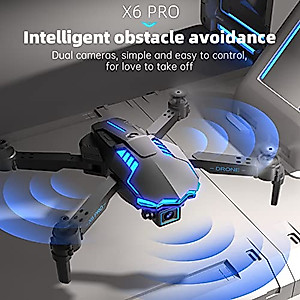 RiskOrb Drone with 1080P Dual Camera for Kids Beginners Adults,Optical Flow Positioning & Altitude Hold,Intelligent Obstacle Avoidance,Toys Gifts for Boys Girls ,One Key Start/Landing/Calibrate,360° Flips,X6 Pro FPV WiFi RC Quadcopter, 2 batteries