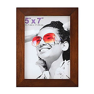 RPJC 5x7 Picture Frames Made of Solid Wood High Definition Glass for Table Top Display and Wall Mounting Photo Frame Brown