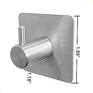 KK5 3M Adhesive Wall Hooks - 2 Pack SUS304 Stainless Steel Hangers| Brushed Heavy Duty Wall Hooks| for Towels Keys Robes Hooks On Door Wardrobe Closet Bathroom Kitchen