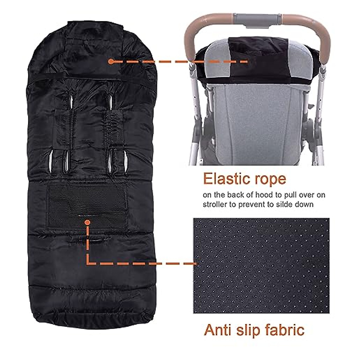 KZ Dotnz Winter Warm Stroller Footmuff, Waterproof Baby Stroller Bunting Bag, Centre and Botton Open for Easy in&Out, Universal Fit All Strollers, Pram