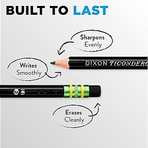 Dixon Ticonderoga Wood-Cased #2 Pencils, Box of 24, Black (13926)