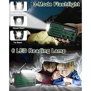 Emergency Radio, 29600mWh Hand Crank Radio, AM FM NOAA Weather Alert Radio, Solar Radio, 3-Mode Flashlight, Reading Lamp, SOS Alarm, Phone Charger for Hurricane and Emergency