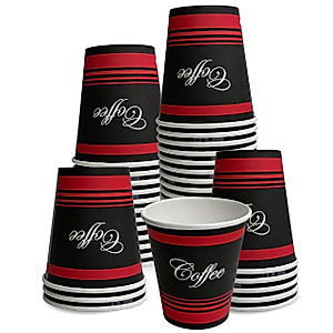 EcoQuality 10oz Classic Durable Disposable Paper Coffee Hot Cups For Hot/Cold Drink, Coffee, Tea, Cocoa, Travel, Office, Home, Cider, Hot Chocolate, To go (10 ounce - 50 Count Cups) (50)