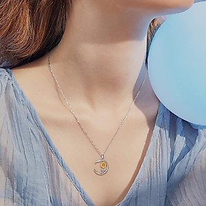 Rikelus 14K Gold Sunflower Necklaces for Women, White Gold Sunflower Moon Pendant Necklace Sunflower Jewellery Aniversary Gifts for Mom Ladies Girls 16"+2" (Sunflower)