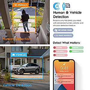 Amcrest 5MP AI Turret IP PoE Camera w/ 49ft Nightvision, Security IP Camera Outdoor, Built-in Microphone, Human & Vehicle Detection, Active Deterrent,129° FOV, 5MP@20fps IP5M-T1277EB-AI