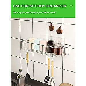 SMARTAKE 2-Pack Shower Caddy, Rustproof Bathroom Shelf Organizer with Hooks for Hanging Razor Sponge Brush, SUS304 Stainless Steel Wall Rack for Dorm, Toilet, Bath and Kitchen, Silver