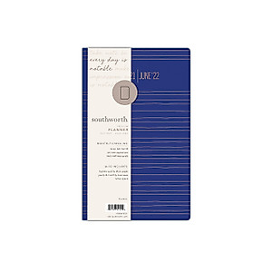 Southworth Academic Planner (July 2021-June 2022), 5" x 8", Cobalt Metallic Stripe, 28 lb./105 gsm Paper, Medium Flex (92121)