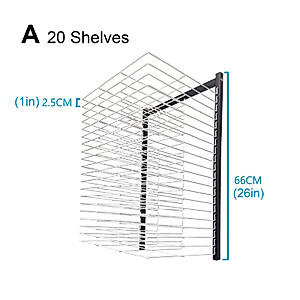 Metal Steel Art Drying Rack for Painting Panels, Paper & Prints, Artwork Storage Display Rack with Wire Shelve for Classrooms, Art Studio and Home Use, White+Black (Size : A- Wall Mounted)
