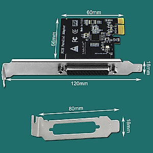 LinksTek 1-Port PCI Express Parallel Card for Printers, IEEE 1284 Standard DB25 LPT PCIE Parallel Port, Supports IEEE 1284 SPP, Nibble, Byte and ECP Mode, PCIE DB25 Parallel Port Card (PCIE-PA1)
